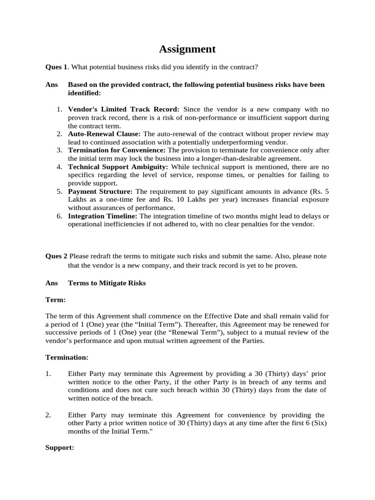 Assignment Contract | PDF | Breach Of Contract | Fee