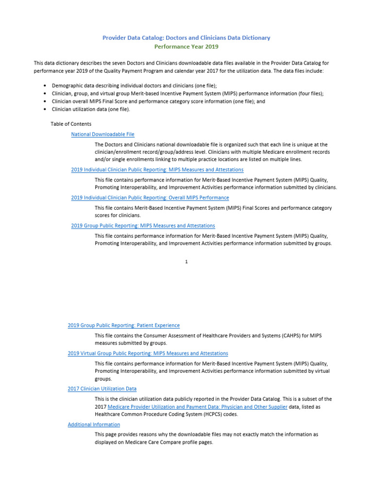 DOC_Data_Dictionary | PDF | String (Computer Science) | Medicare ...