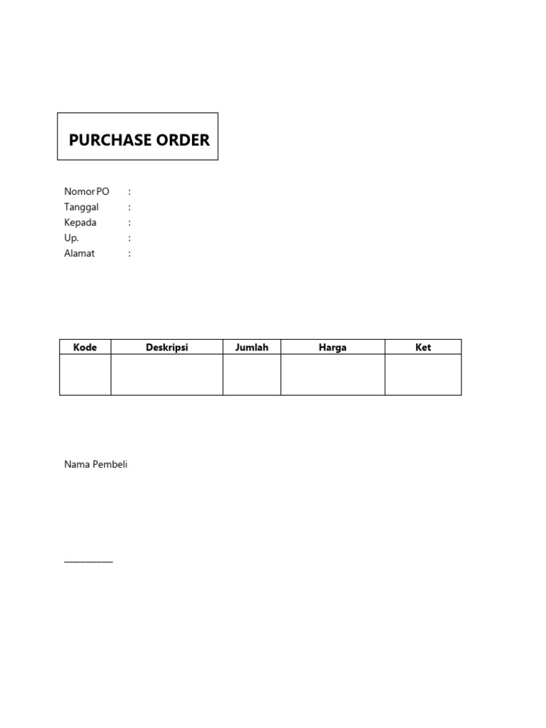 Purchase Order FORM | PDF