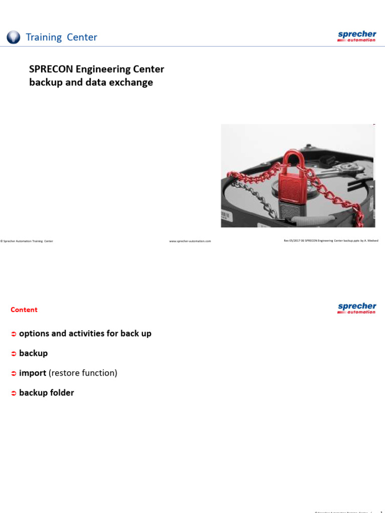 SPRECON Backup & Restore Guide | PDF | Backup | Data