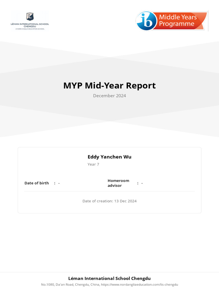 MYP Mid-Year Report | PDF | Knowledge | Idea