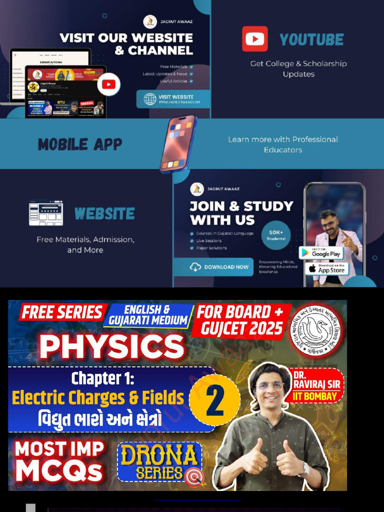 CH 01 - 2 - Electric Charges and Fields - Eng and Guj | PDF