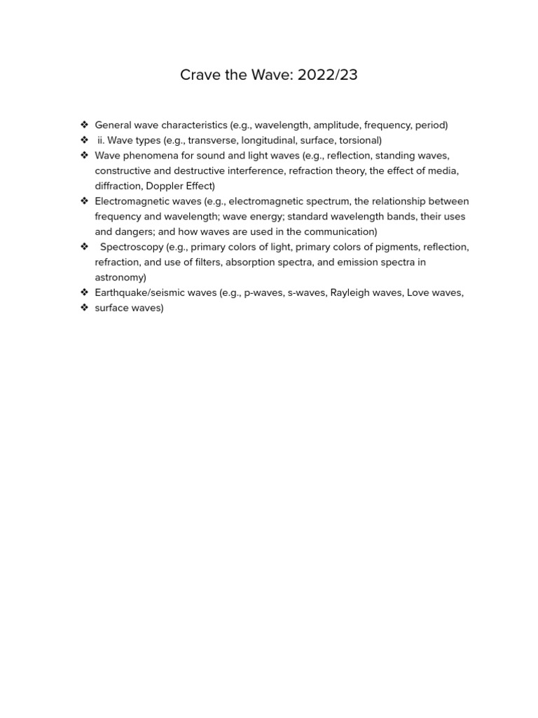 Crave The Wave - Science Olympiad | PDF