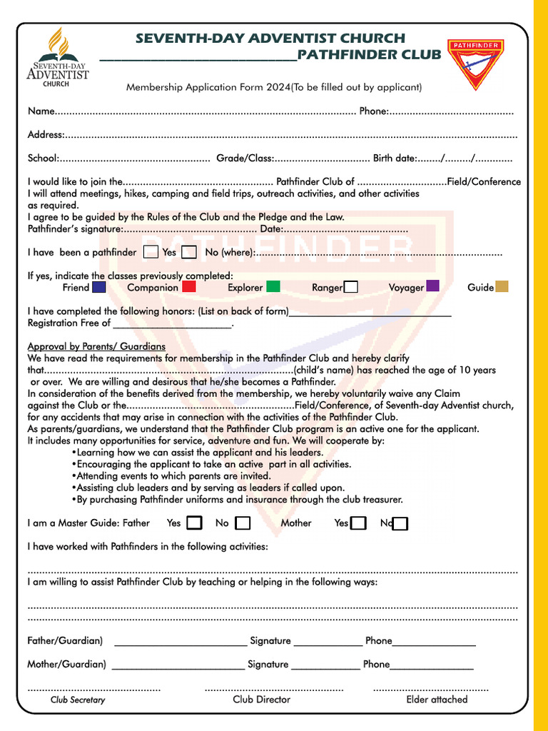 AWW Pathfinder Reg Form | PDF