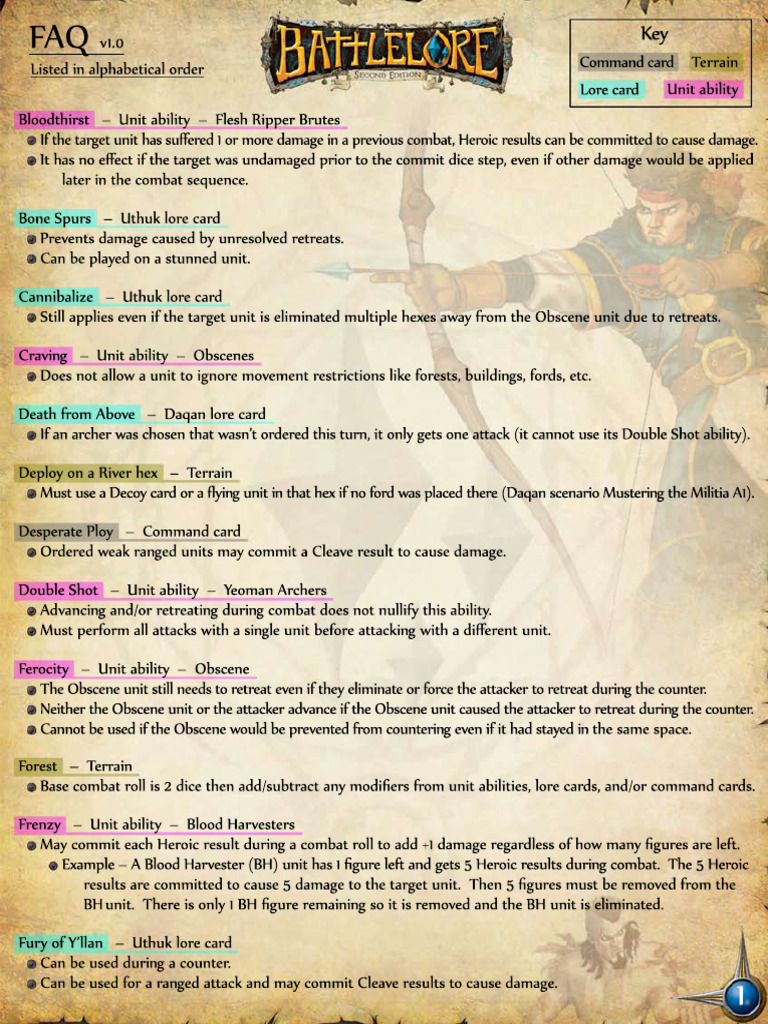 Battlelore 2e Faq v1 | PDF