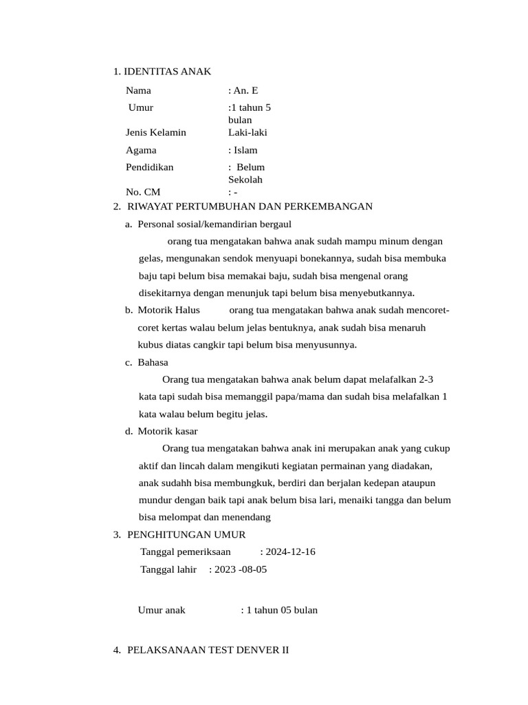 Denver 2 Anak E 1,5 THN | PDF