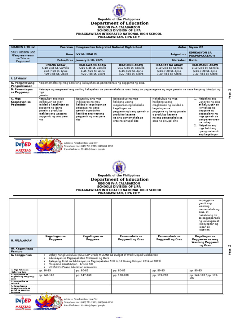 Esp 9 DLL q3 WK 3 | PDF