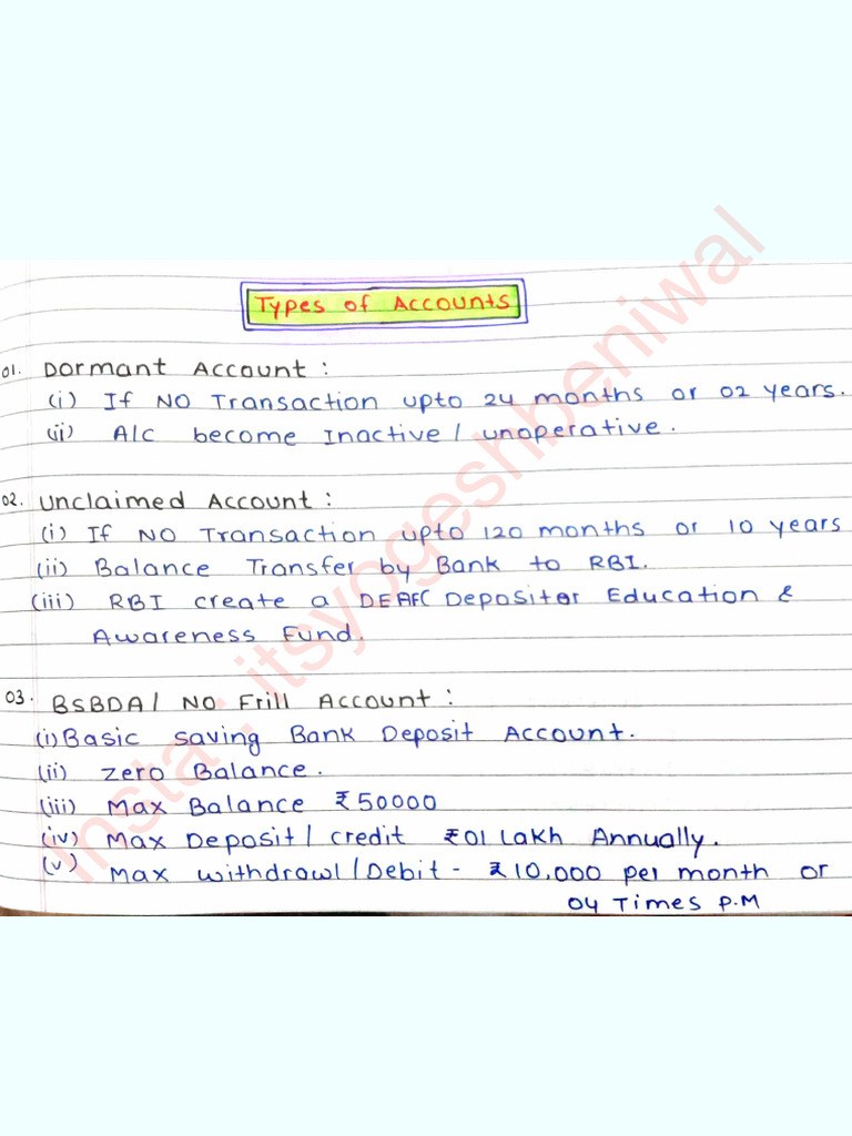 Types of Bank Account in Area | PDF