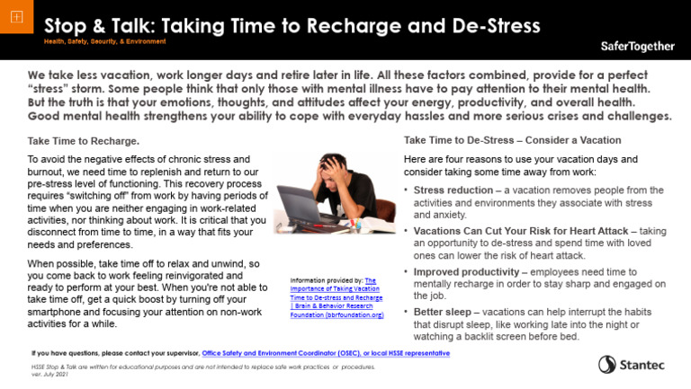 Stop & Talk - Taking Time to Recharge and De-Stress - EN | PDF | Stress ...