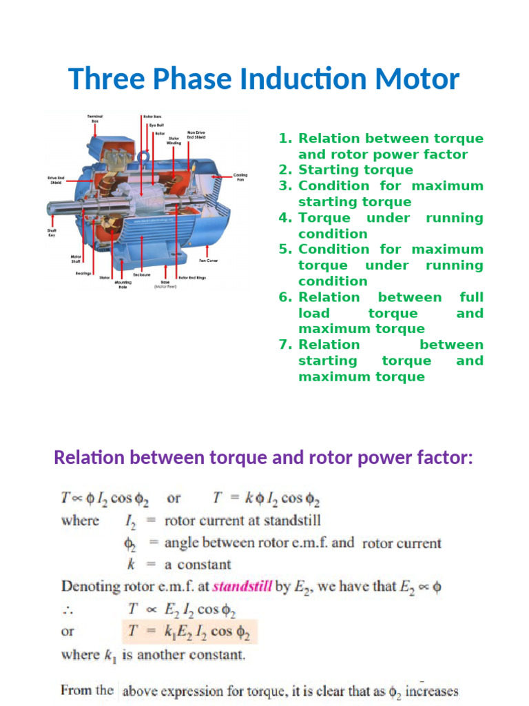 Three Phase Induction Motor Torque Expression | PDF