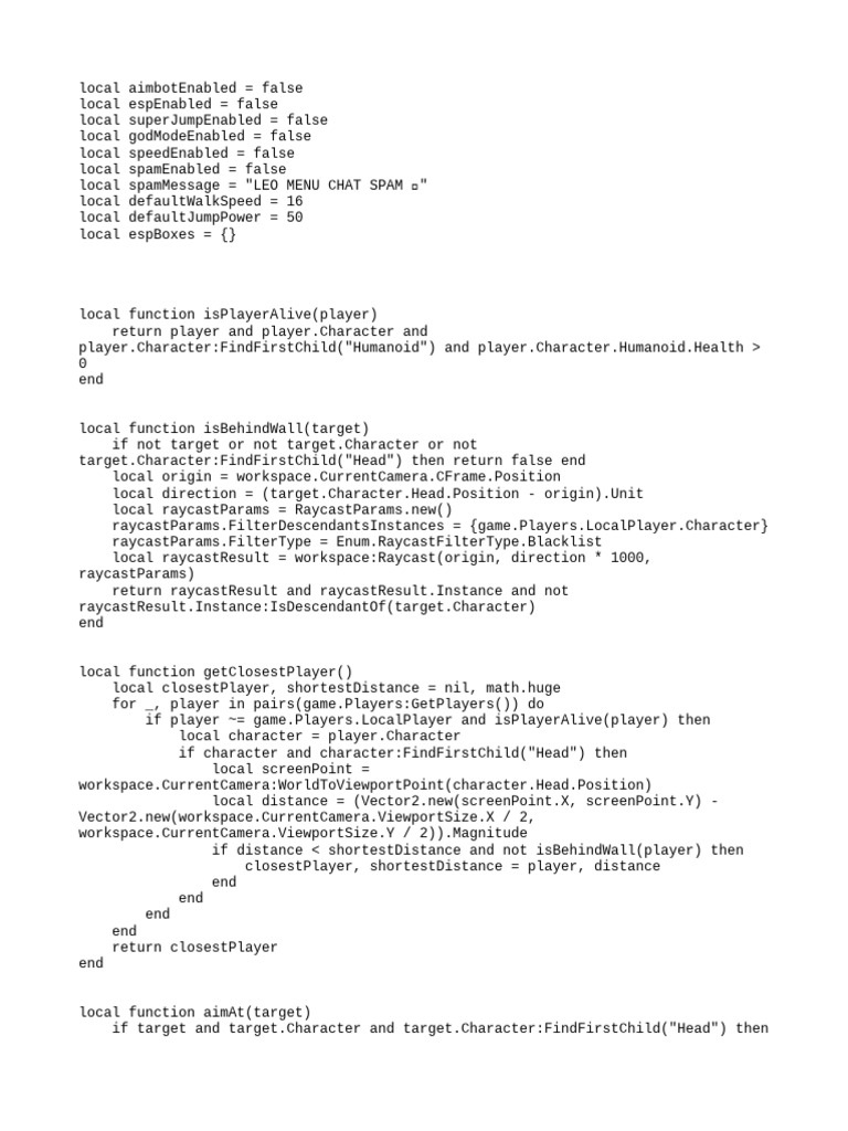 LEO MENU ROBLOX KK.lua | PDF | Spamming