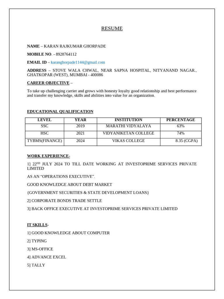 Karan CV | PDF