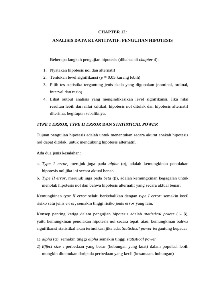 Pengujian Hipotesis dalam Analisis Data | PDF