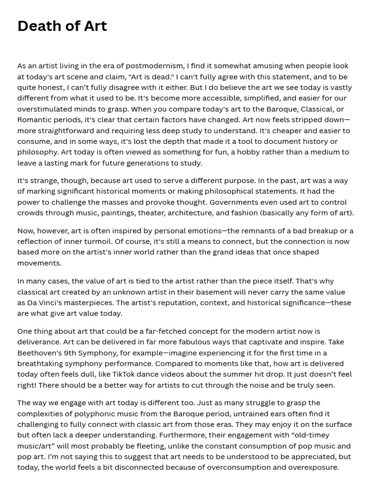 Death of Art | PDF | Liberal Arts Education