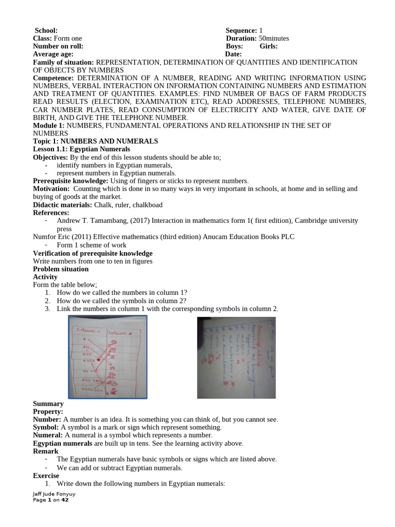 Form 1 Lesson Notes 2020-2021 Academic Year | PDF | Numbers ...