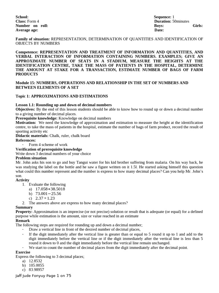 Form 4 Lesson Notes 2020-2021 Academic Year | PDF | Significant Figures ...