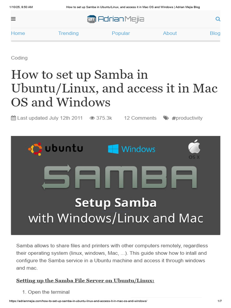 How To Set Up Samba in Ubuntu - Linux, and Access It in Mac OS and Windows - Adrian Mejia Blog ...