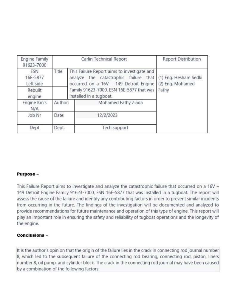 Failure Report 149 Engine | PDF | Fracture | Stress (Mechanics)