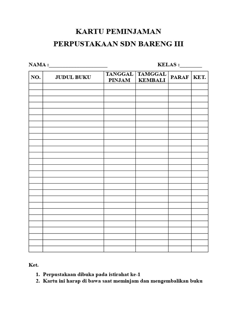 Kartu Peminjaman | PDF