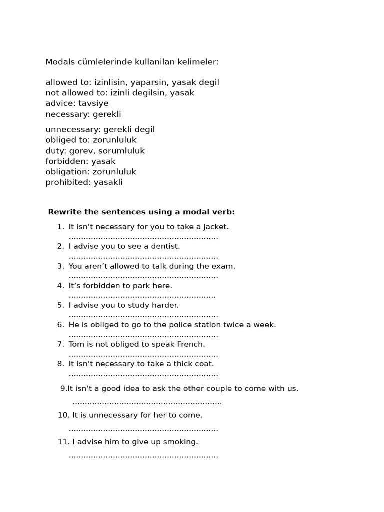 Modals Exercises | PDF