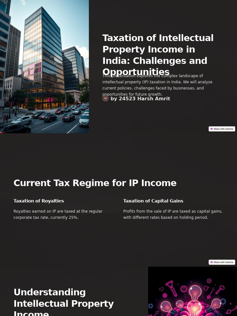 Taxation of Intellectual Property Income in India Challenges and ...