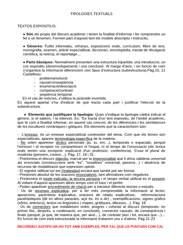 Tipologies Textuals | PDF