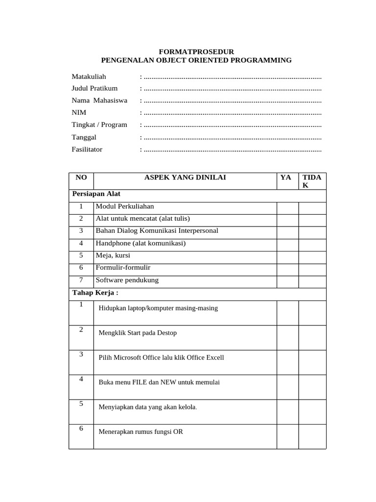FORMAT PROSEDUR JARKOM | PDF
