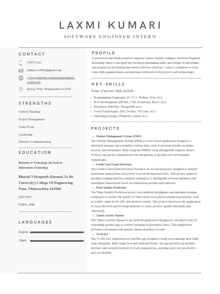 Laxmi CV | PDF | Web Development | Mobile App