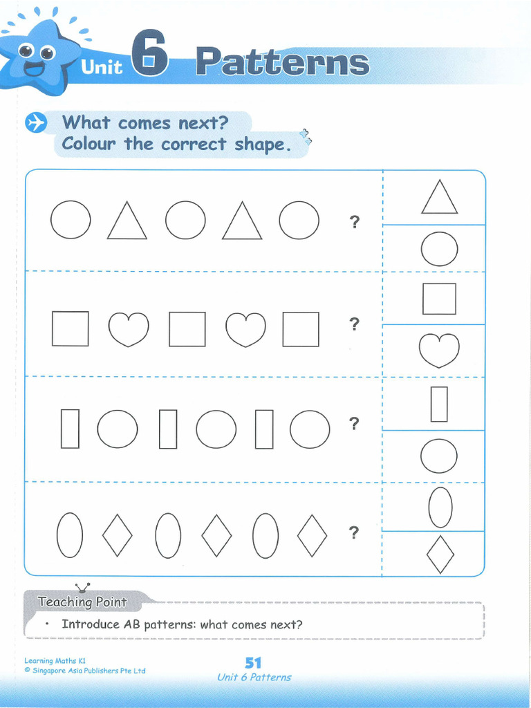 Learning Maths K1 Unit-6 Patterns | PDF