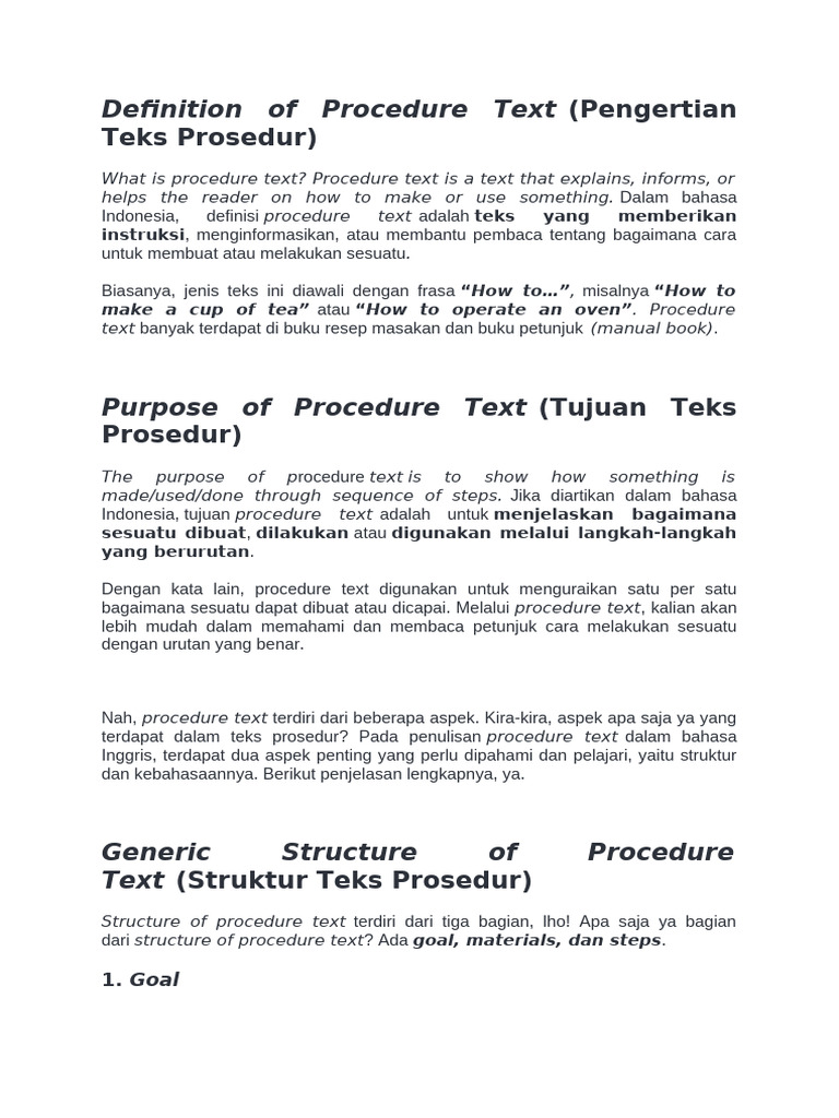Definisi dan Struktur Teks Prosedur | PDF