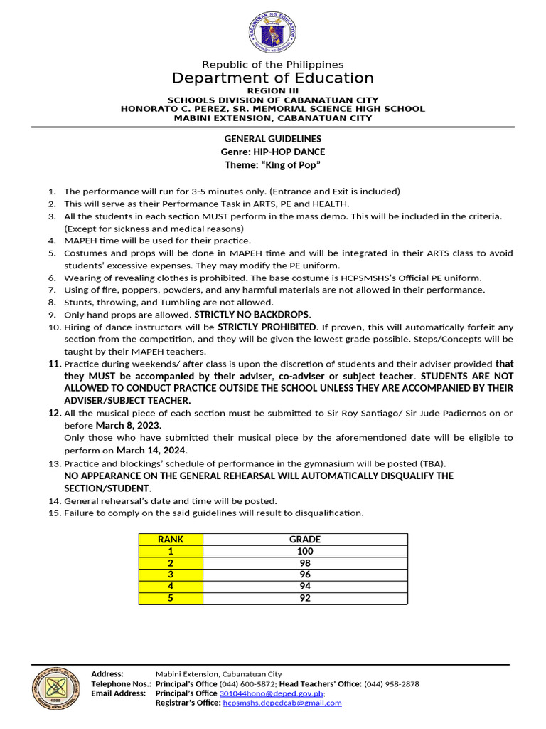 MASS-DEMO-GUIDELINES-and-AGREEMENT | PDF | Dances | Performing Arts