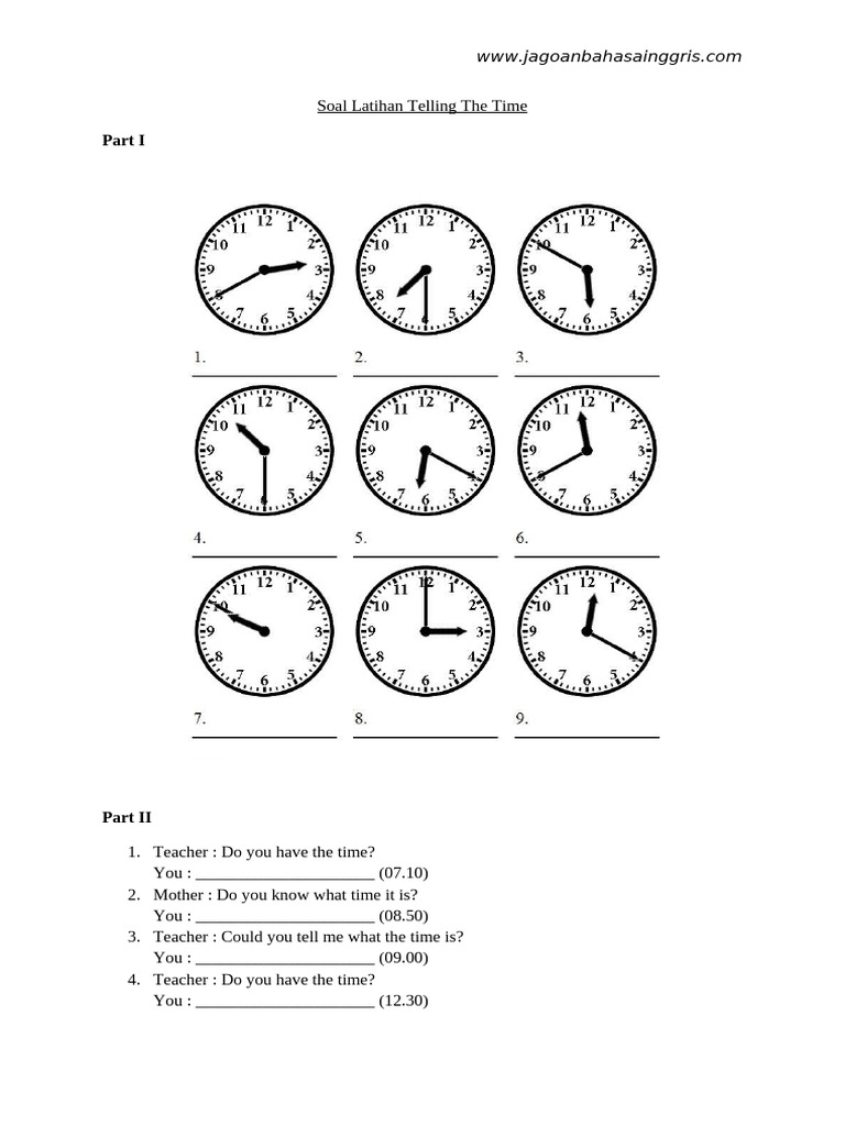 Telling Time Practice Exercises | PDF