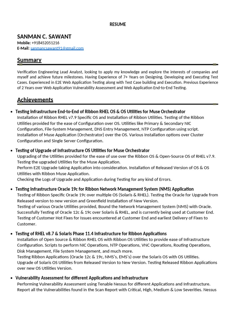 Sanman C Sawant | PDF | Open Stack | Vulnerability (Computing)