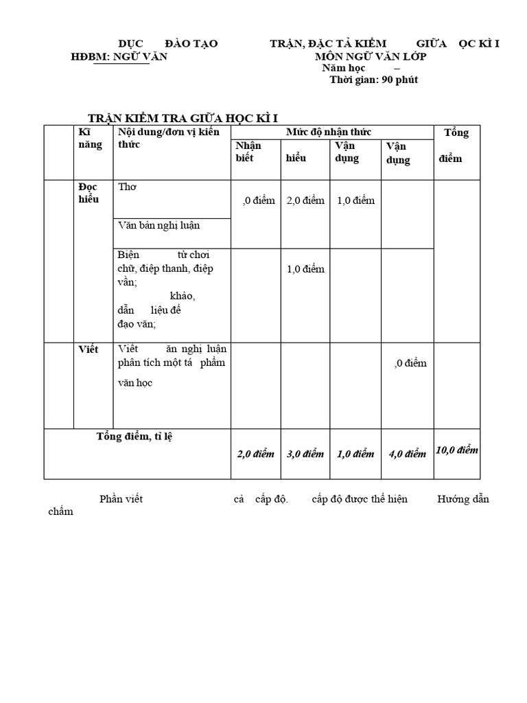 MA TRAN GIUA HK1 - NG Văn 9 (NH 24-25) | PDF