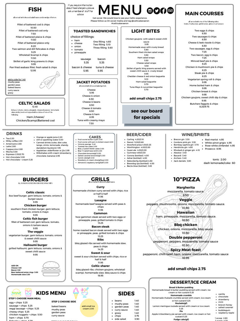 Celtic Menu | PDF | Hamburgers | Salad