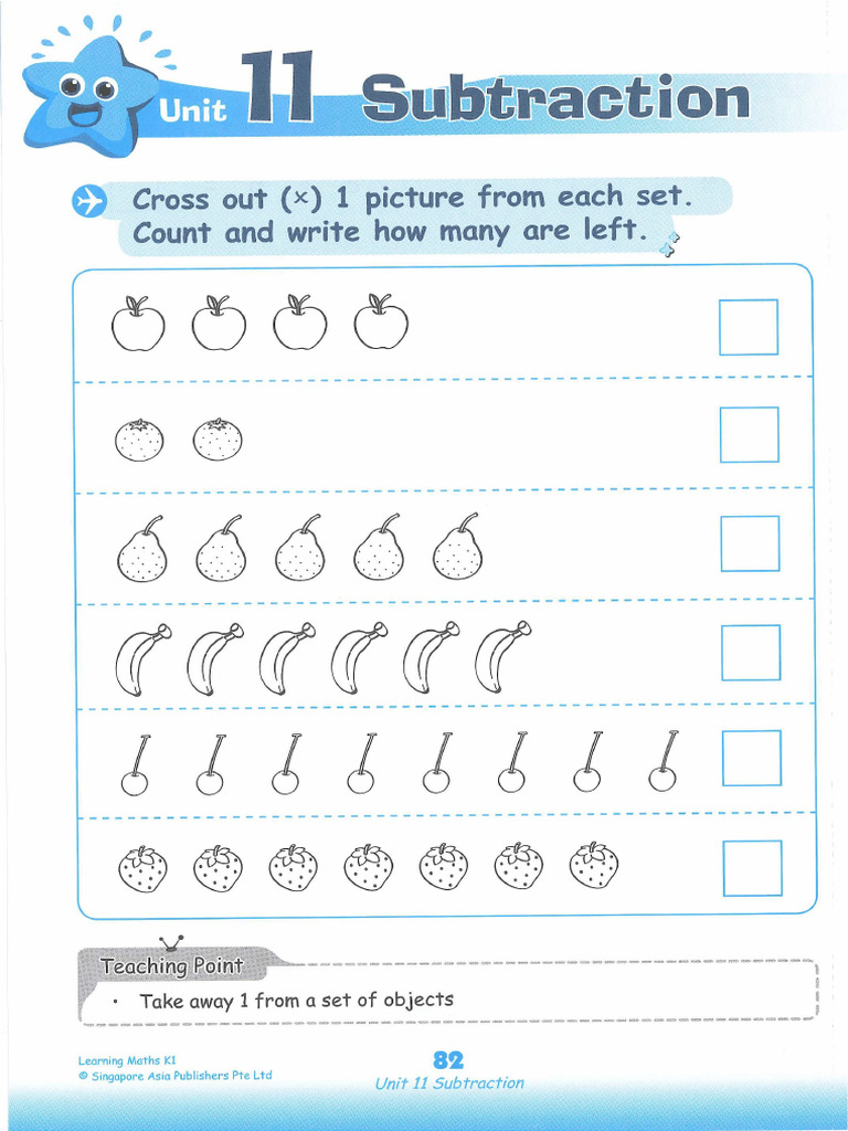 Learning Maths K1 Unit-11 Subtraction | PDF