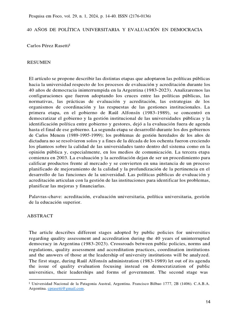 Pe Rez Rasetti 40 an Os Poli Ticas Unive | PDF | Democracia | Evaluación