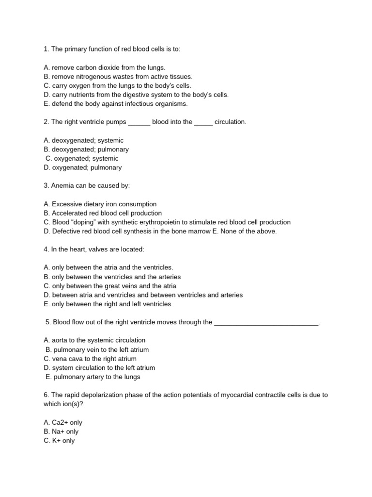 Cardio Practice Problems | PDF | Heart | Atrium (Heart)