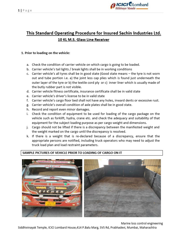 ILGIC - SOP - Loading of Package | PDF | Cargo | Tire