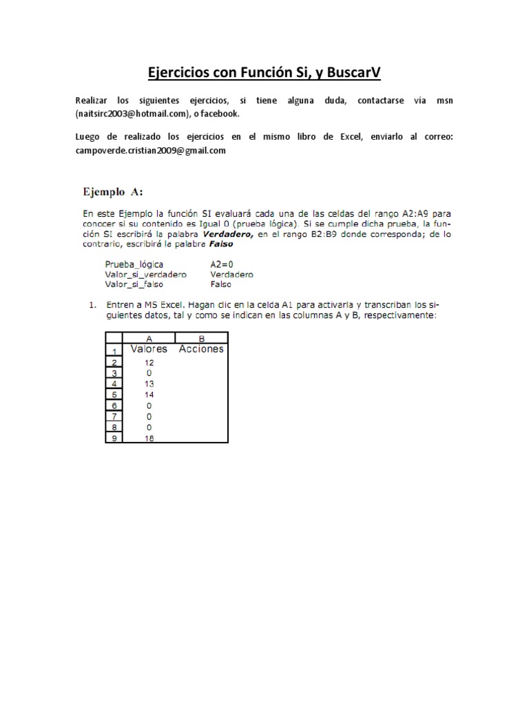 Ejercicios Funcion Si y BuscarV | PDF | Science | Tecnología (general)