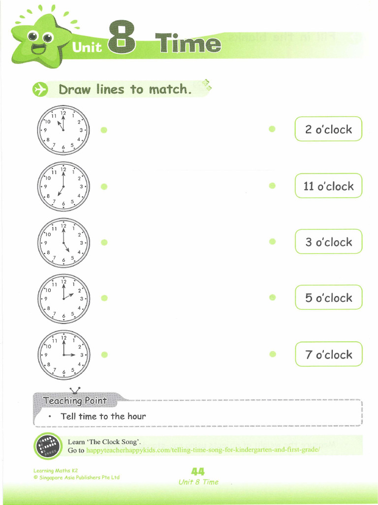 Learning Maths K2 Unit-8 Time | PDF