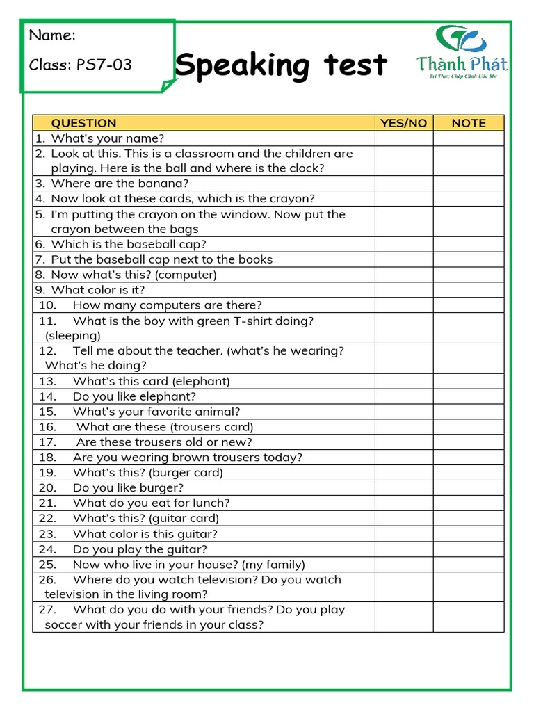 CB2 Speaking Test Questions | PDF