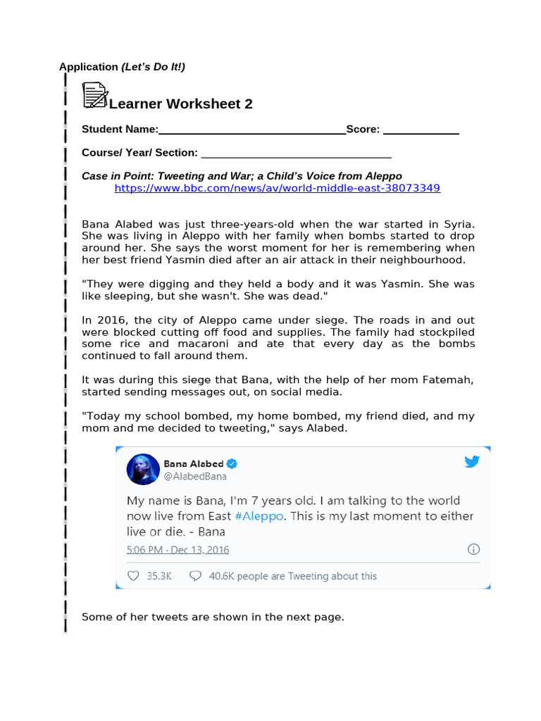 Contemporary World Lesson 2 Worksheet | PDF
