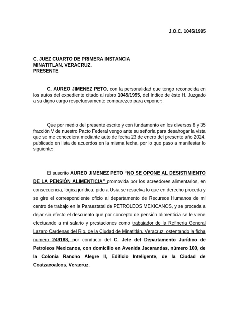 Escito de Desahogo | PDF