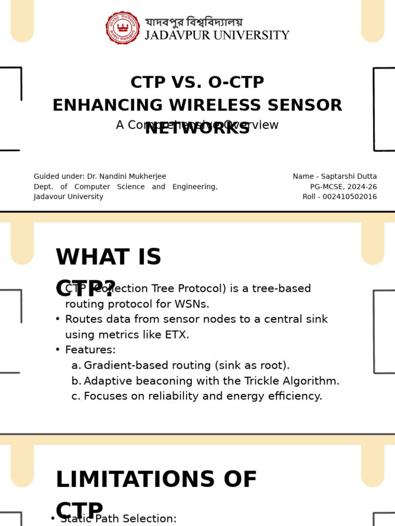 CTP vs. O-CTP Enhancing Wireless Sensor Networks | PDF | Routing ...