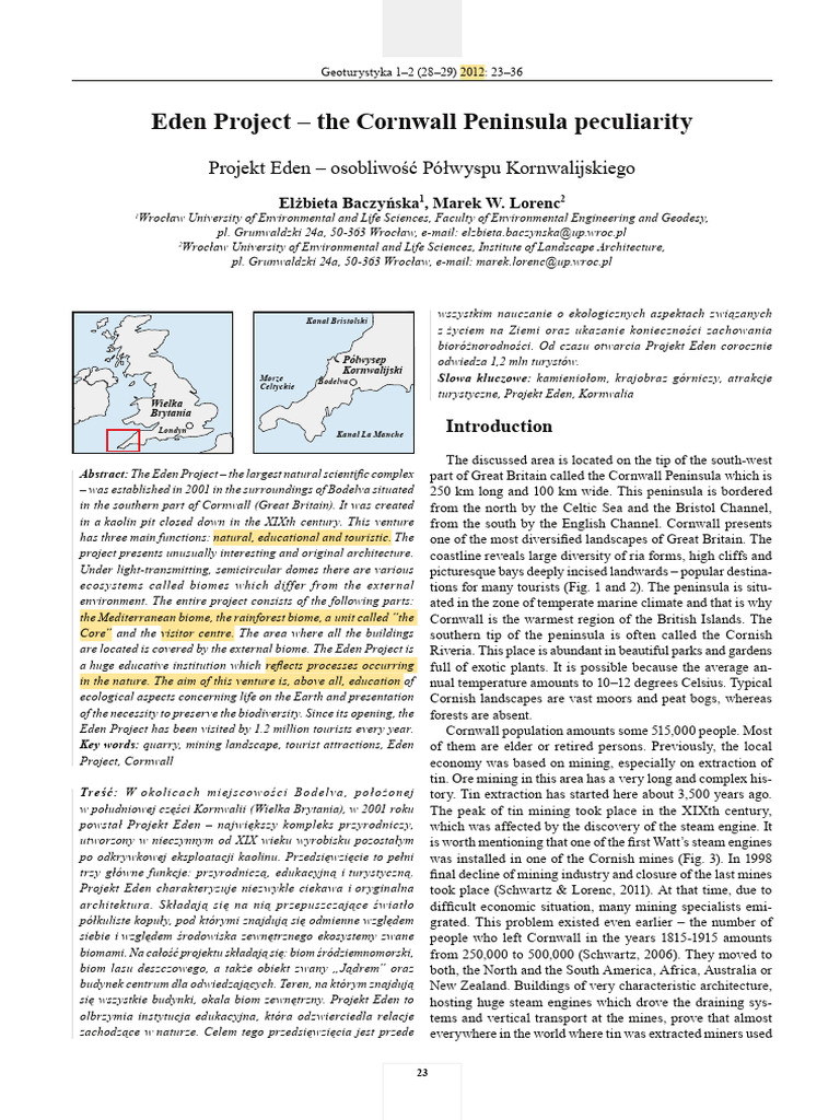 Case Studies - Eden - Project - The - Cornwall - Peninsula | PDF