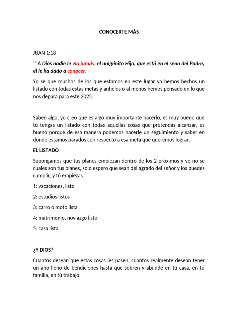 Conoce a Dios: Metas para 2025 | PDF | Verdad | Dios