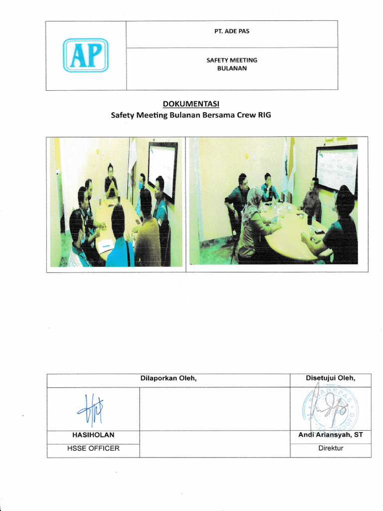 Safety Meeting Bulanan | PDF