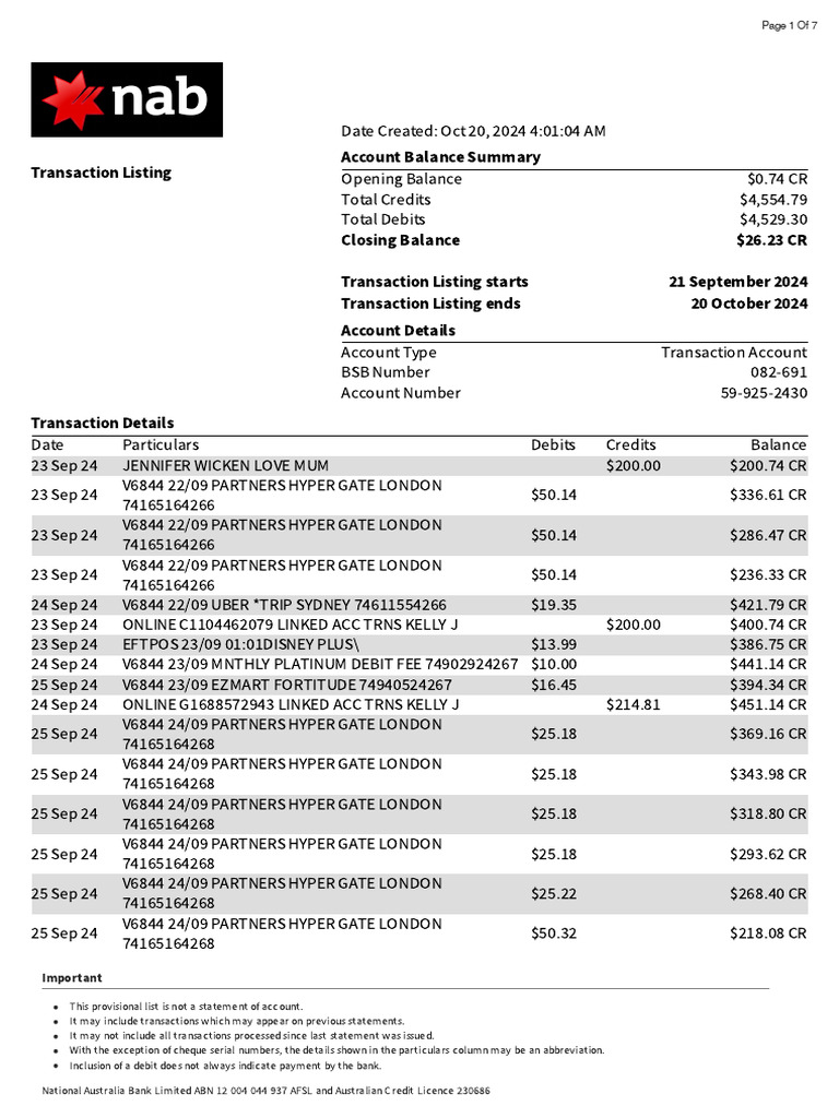Interim - Statement - 20-Oct-2024 04 - 01 - 13 | PDF | Debits And ...