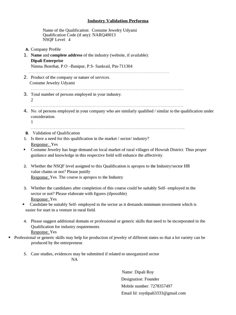 Industry Validation format | PDF